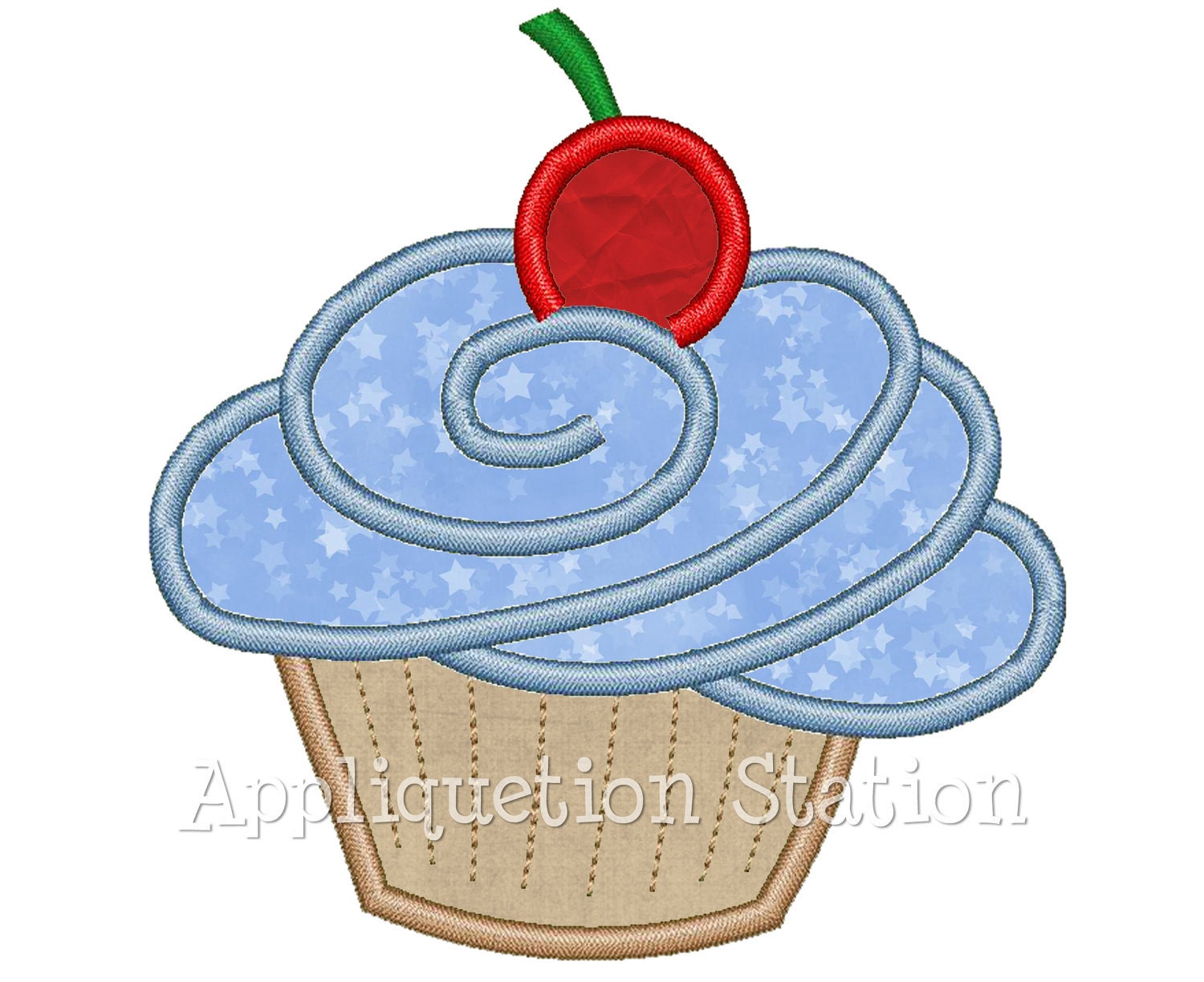 Birthday Cupcake Cherry Applique Machine Embroidery Design Boy or Girl ...