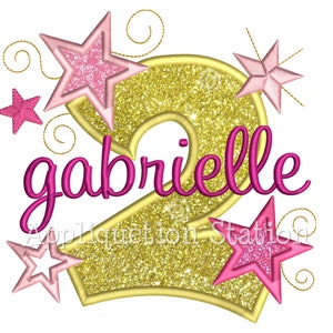 Star Number Two 2nd Birthday Applique Machine Embroidery Design Second ...