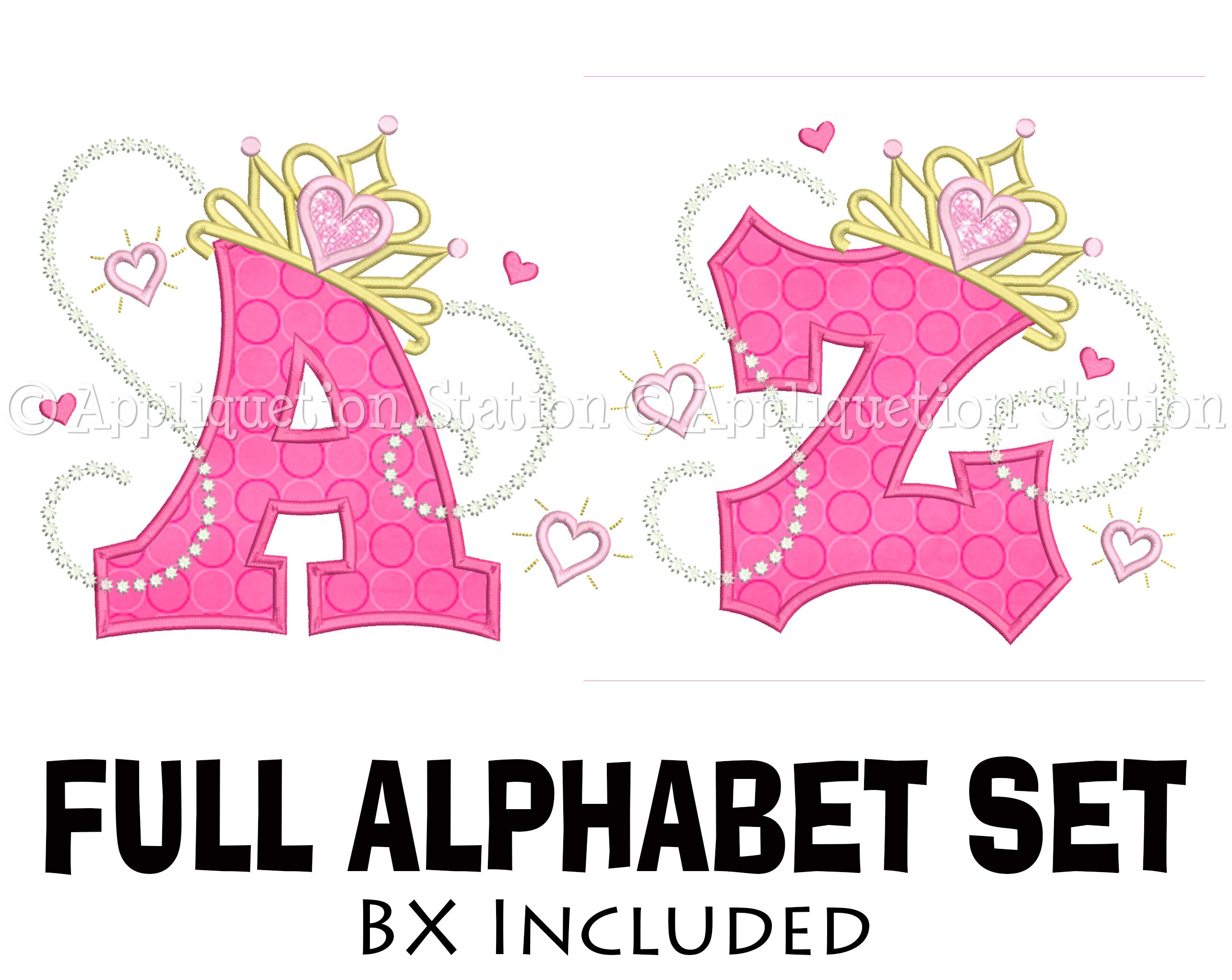 BX Applique Font Princess Tiara Full Alphabet Set Machine - Etsy UK