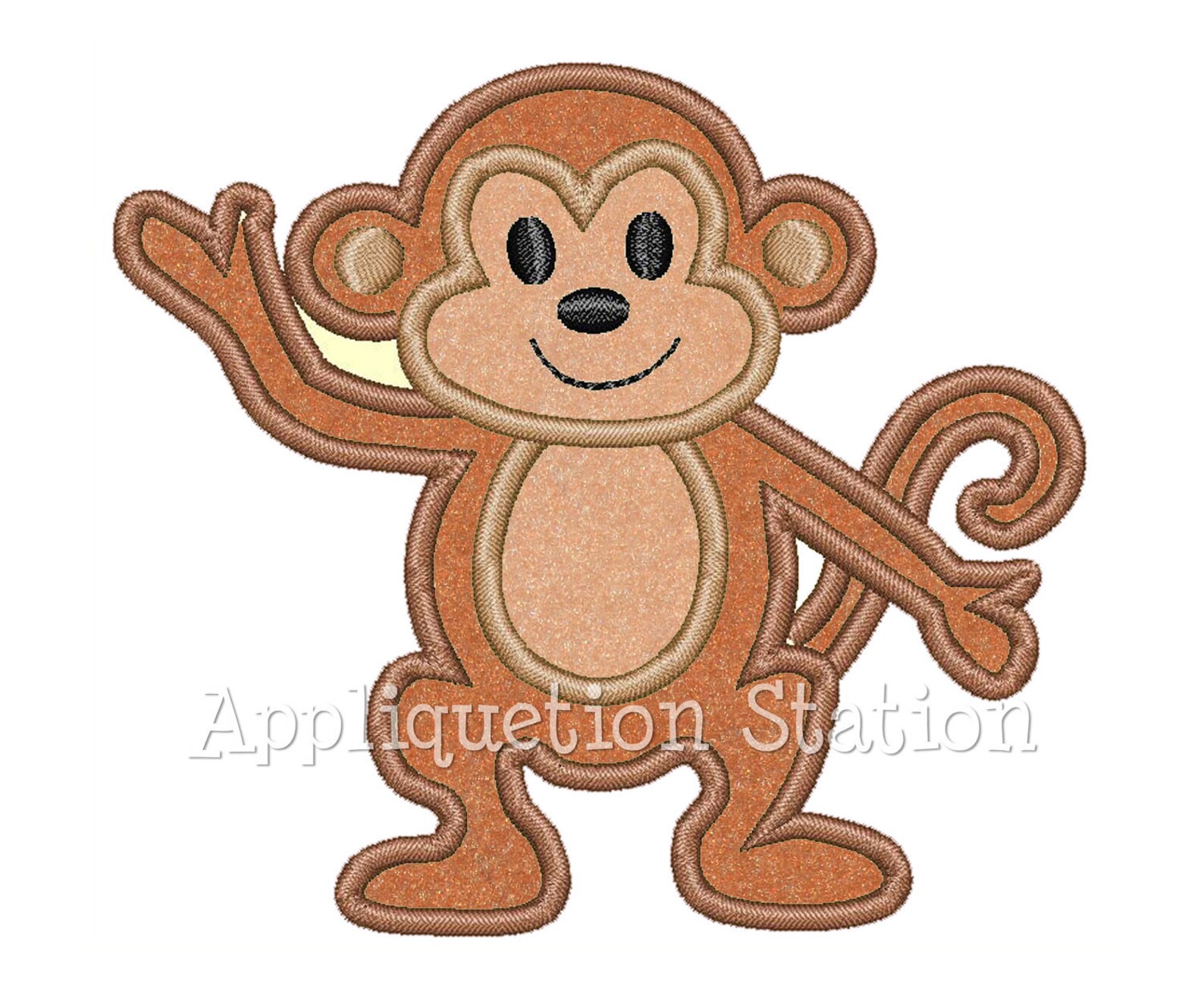 Monkey Tropical Applique Machine Embroidery Design Cute Boys - Etsy