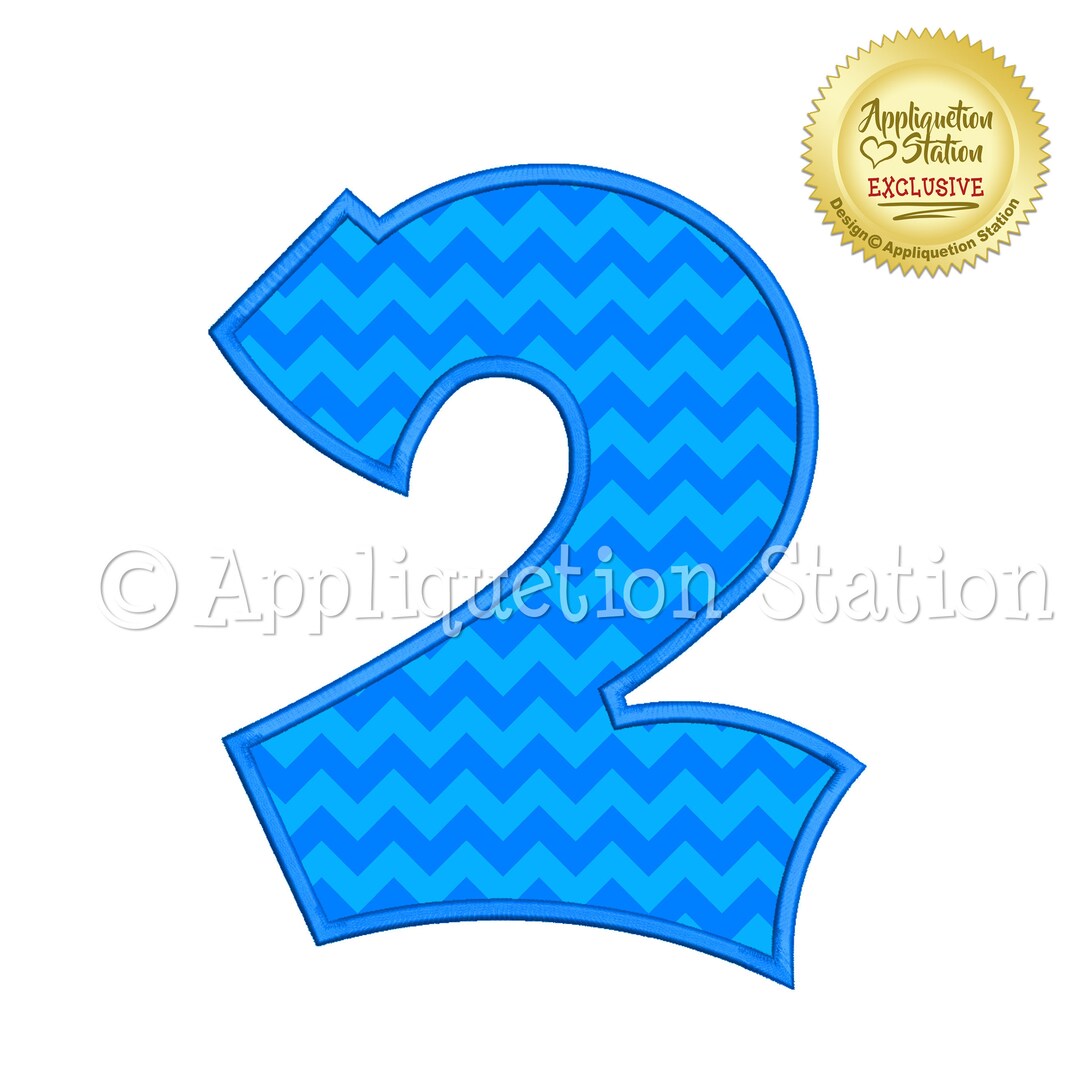 Bubble Number 2 Plain Birthday Applique Machine Embroidery Design Two ...