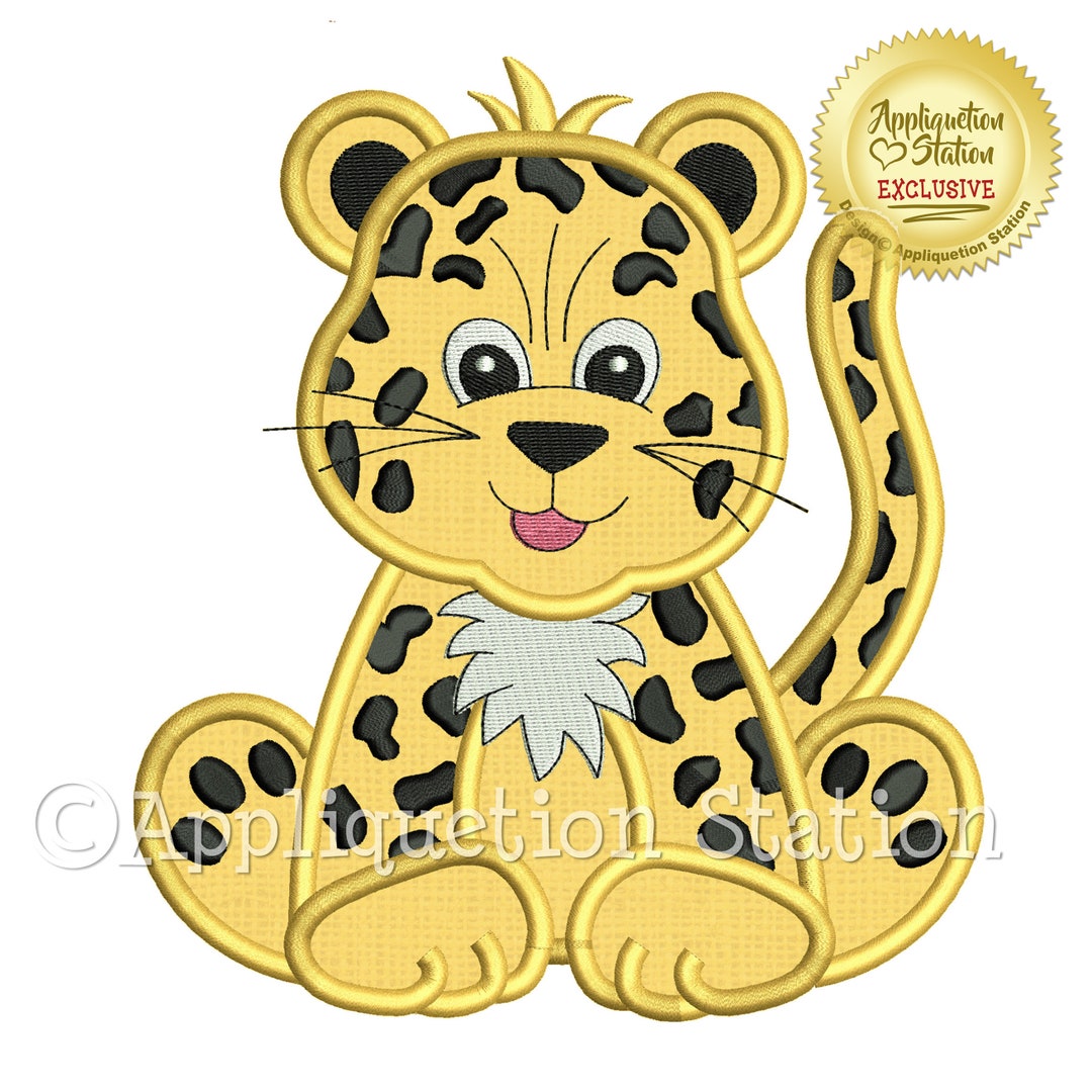 Applique Leopard Machine Embroidery Design Zoo Baby Jungle Boy Girl ...