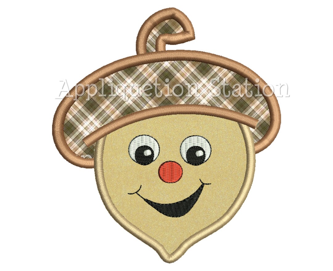 Acorn With Happy Face Applique Machine Embroidery Design Thanksgiving ...