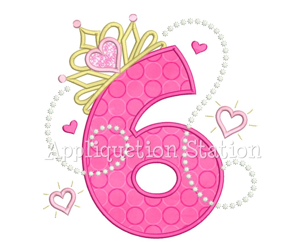 Princess Tiara + Pearls #6 Applique Machine Embroidery Design Birthday ...