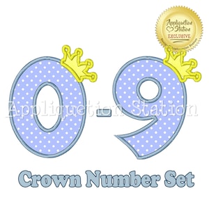 Crown Birthday Numbers Set Applique Machine Embroidery Design 1st First ...