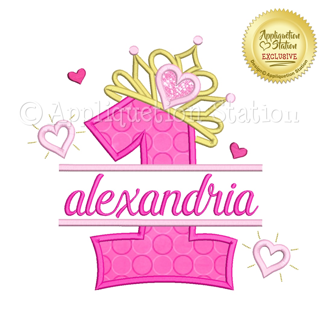 Split Princess Tiara #1 Applique Machine Embroidery Design Birthday ...