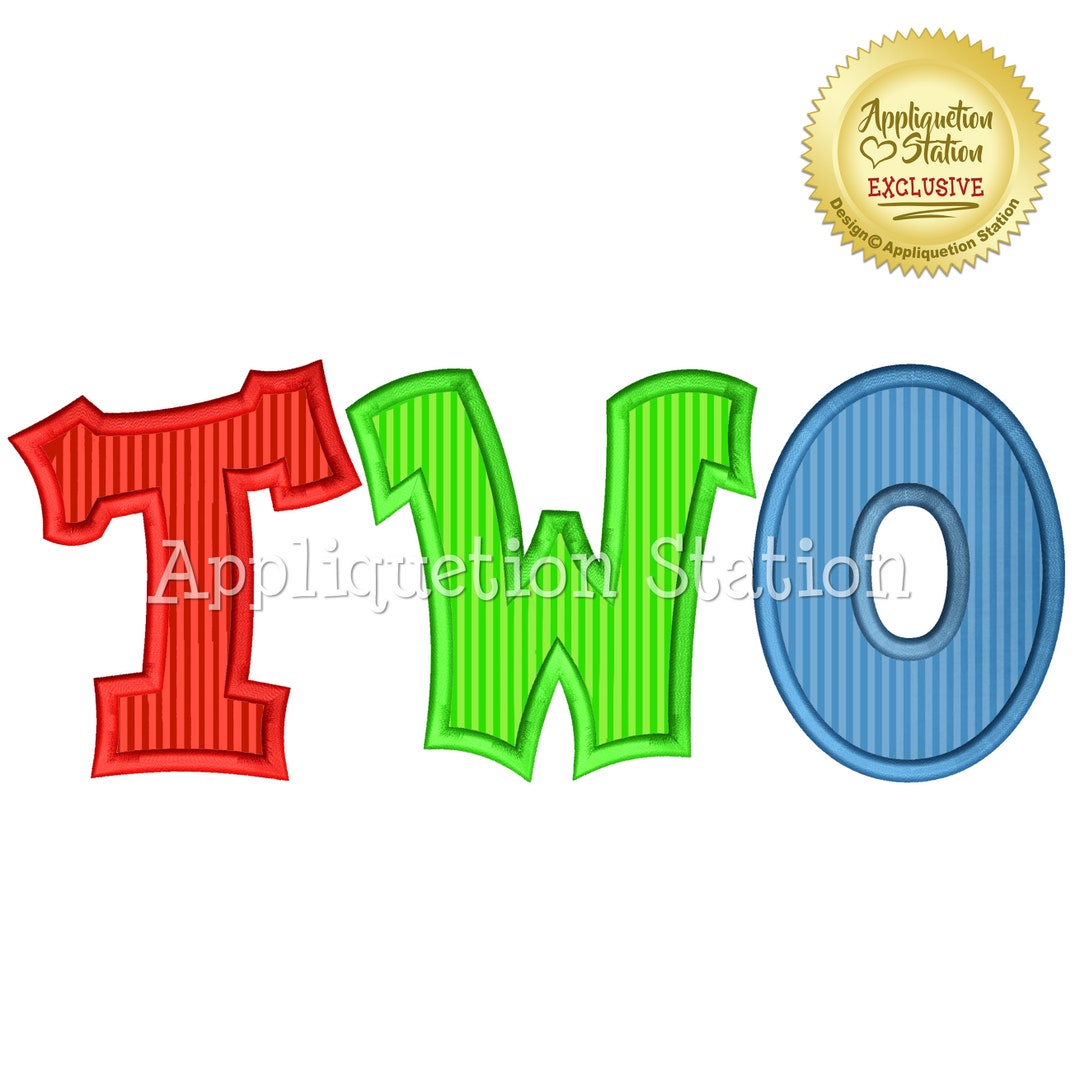Number TWO Birthday Applique Machine Embroidery Design Mutli Color Boy ...