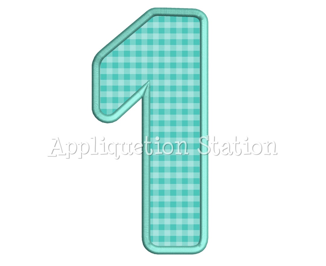 Rounded Number One Plain 1st Birthday Applique Machine Embroidery ...