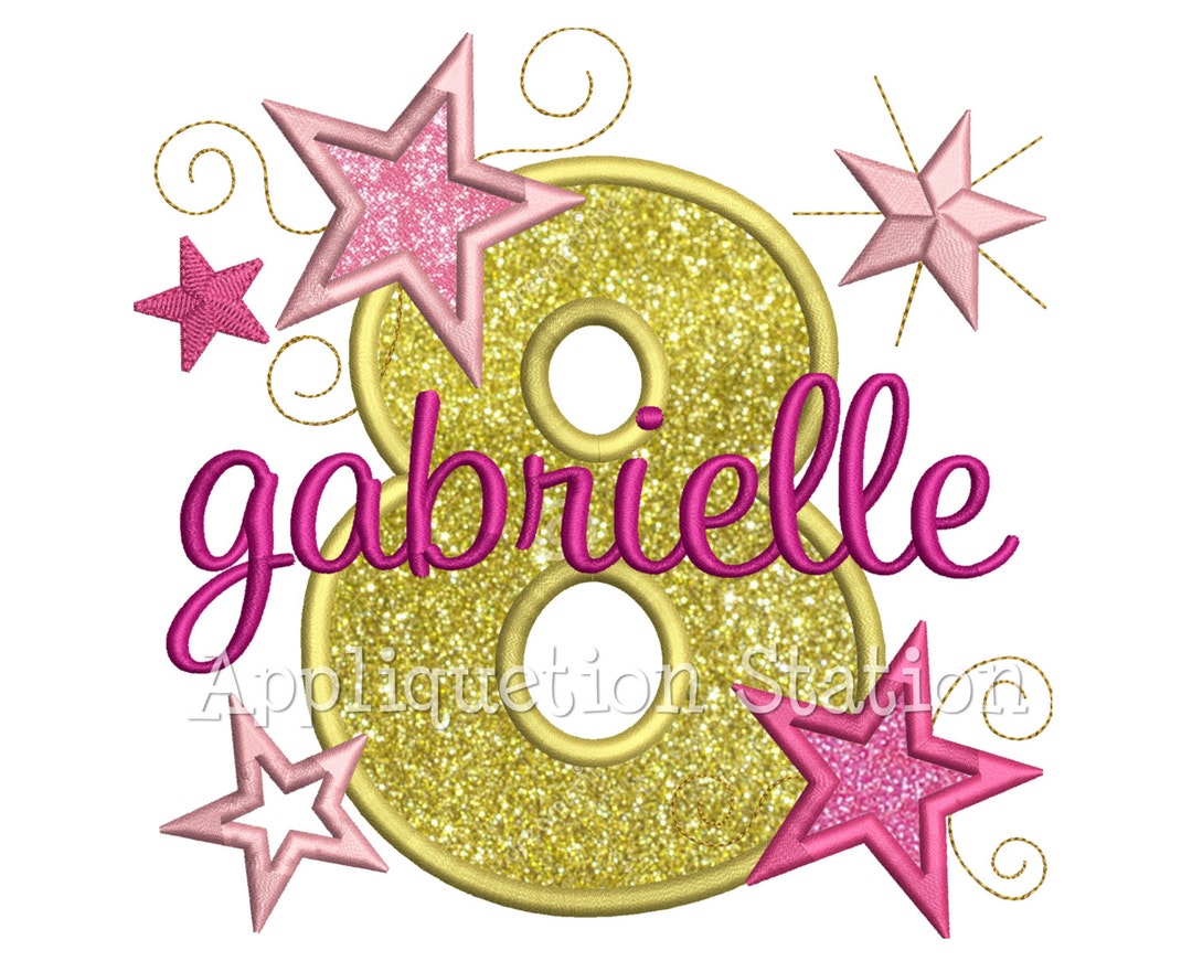 Star Number Eight 8th Birthday Applique Machine Embroidery Design ...