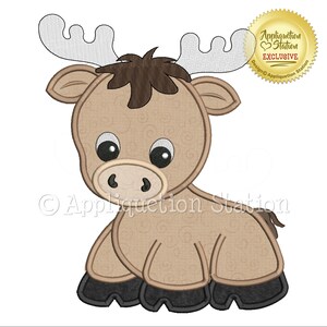 Applique Moose Machine Embroidery Design Zoo Pals Boy Girl Cute ...