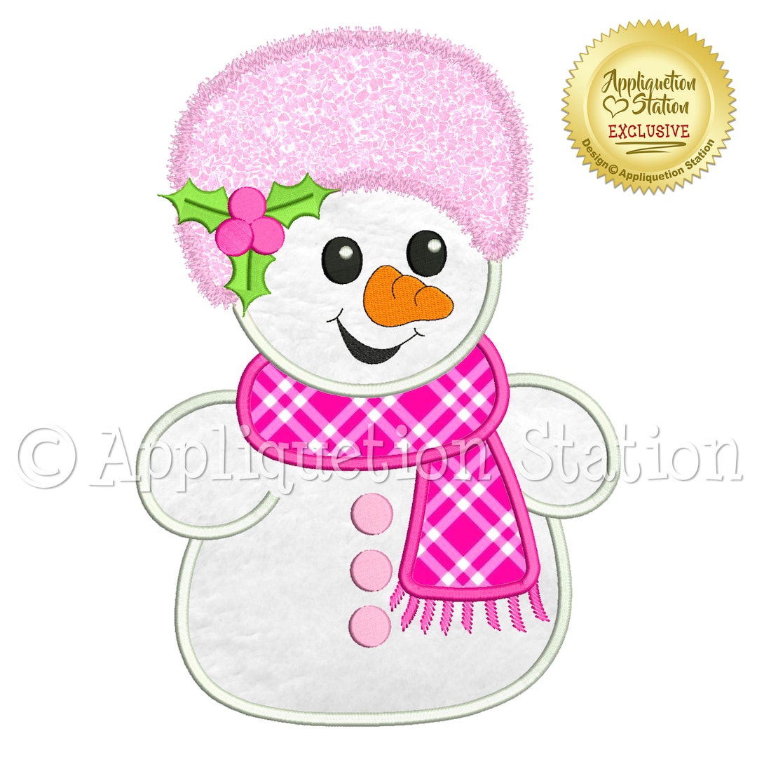 Snow Buddy Snowman #4 Girl Applique Machine Embroidery Design Winter ...