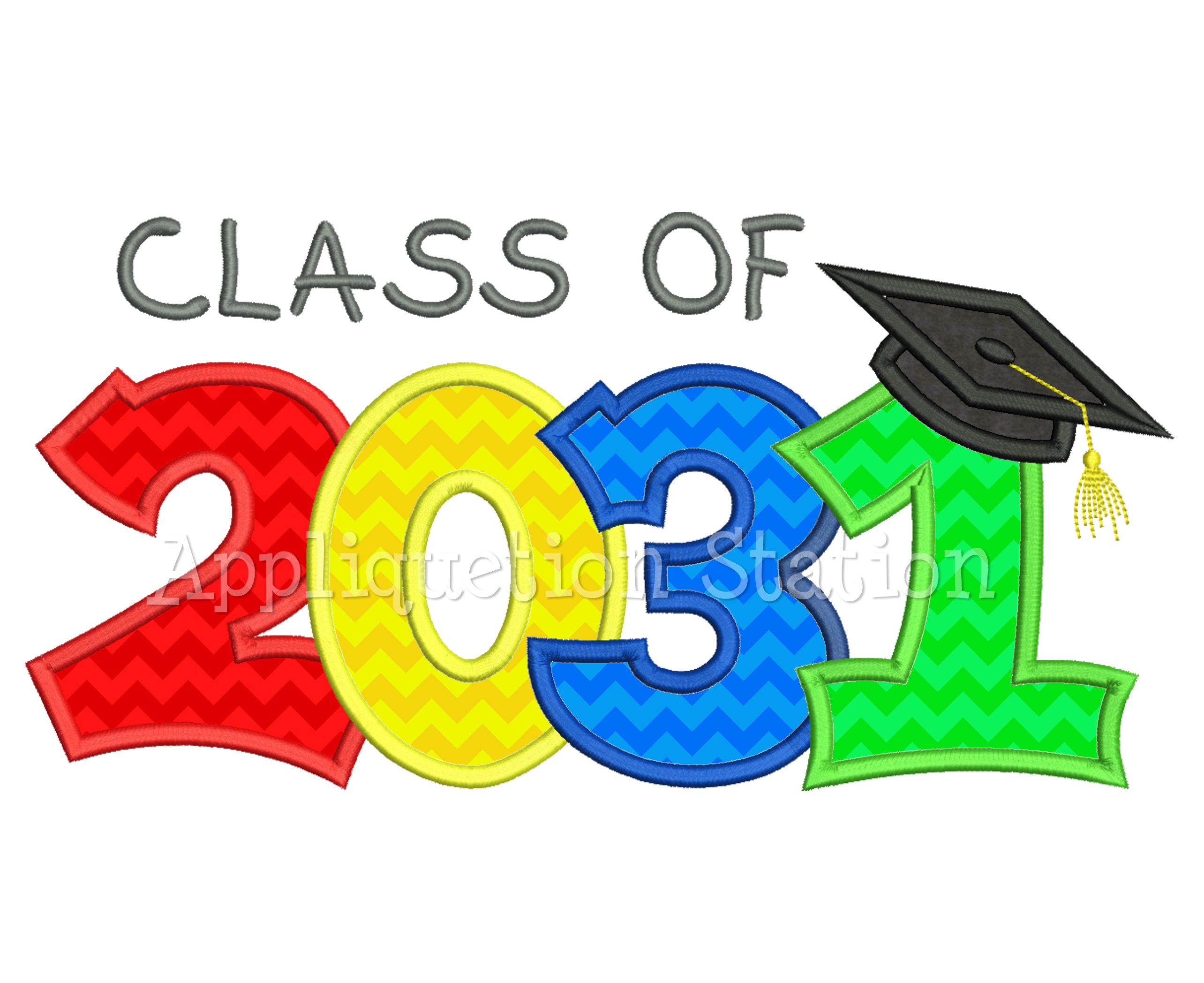 Graduate Class of 2031 Applique Machine Embroidery Design Grad | Etsy