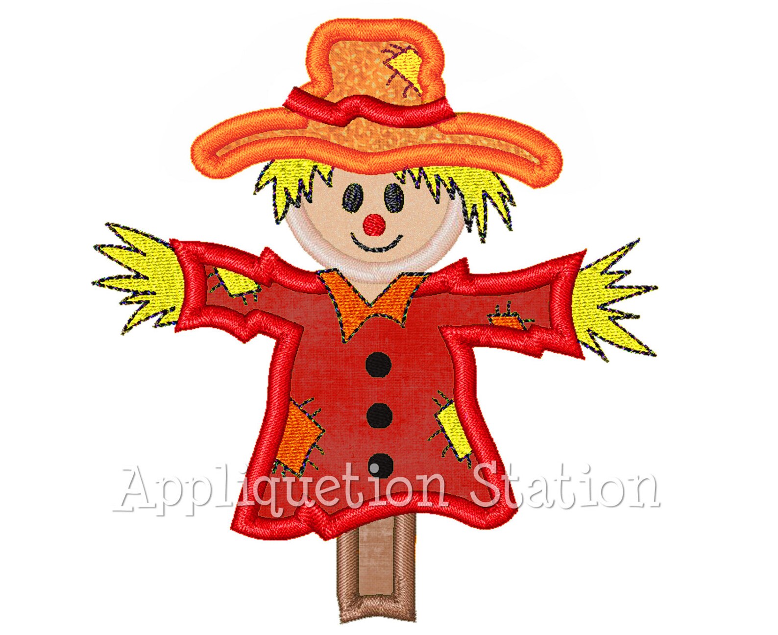Scarecrow Applique Machine Embroidery Design Orange Harvest | Etsy