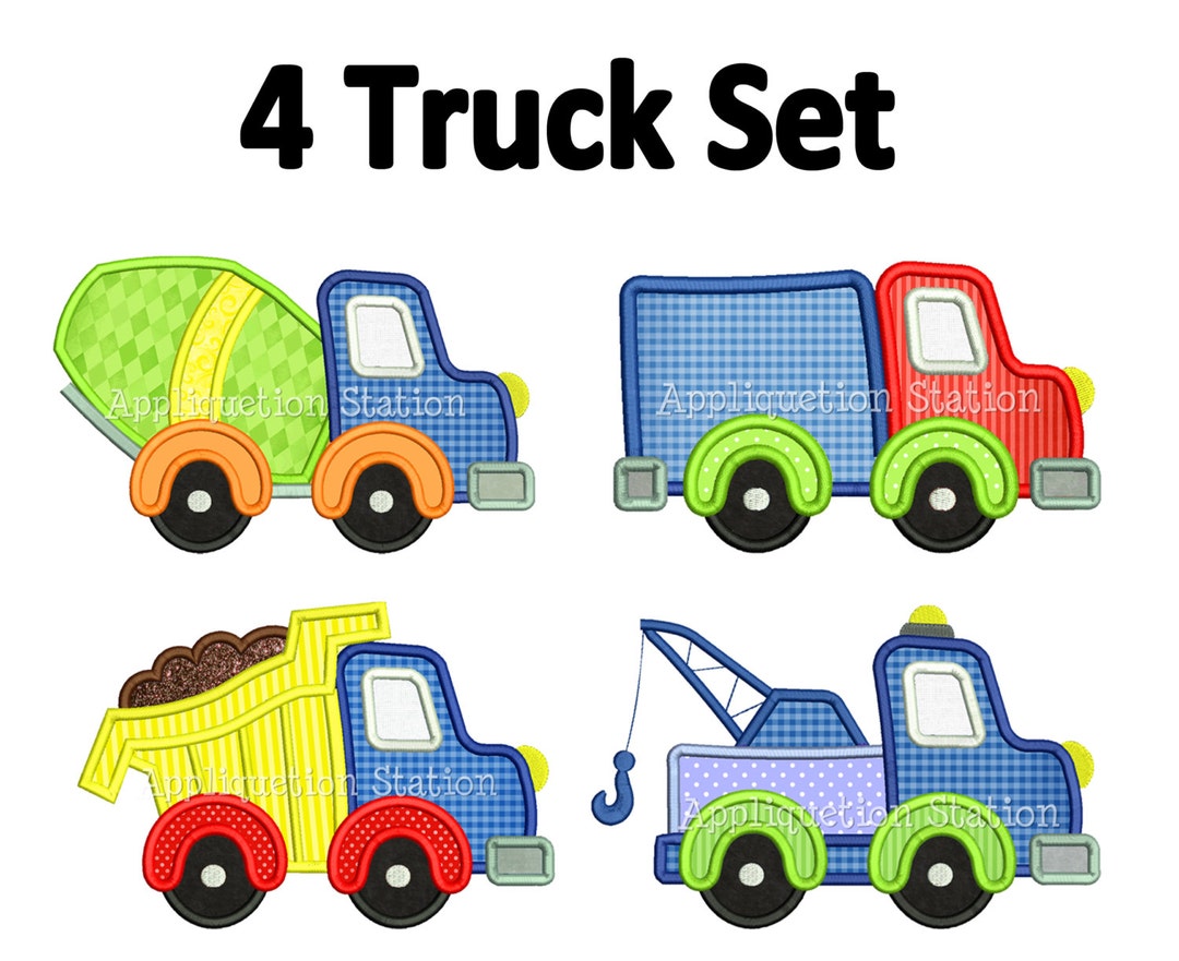 Truck Vehicle Set Applique Machine Embroidery Design Boy Tow - Etsy
