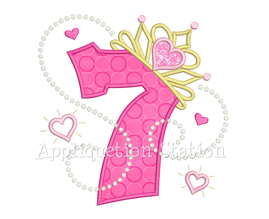 Princess Tiara + Pearls #7 Applique Machine Embroidery Design Birthday ...