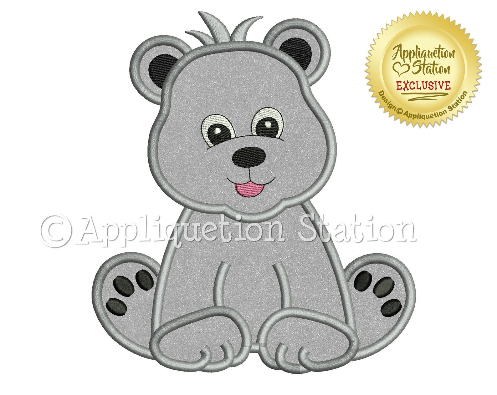 Applique Bear Machine Embroidery Design Zoo Baby Cub Boy Cute - Etsy