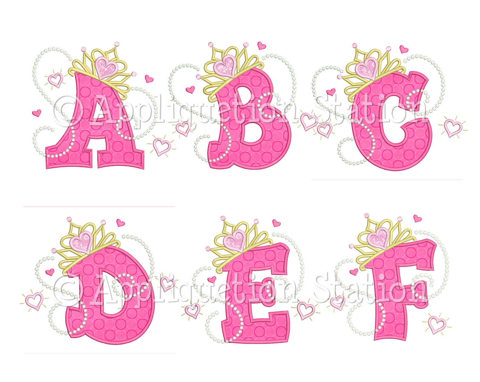 BX Applique Font Princess Tiara Full Alphabet Set Machine | Etsy