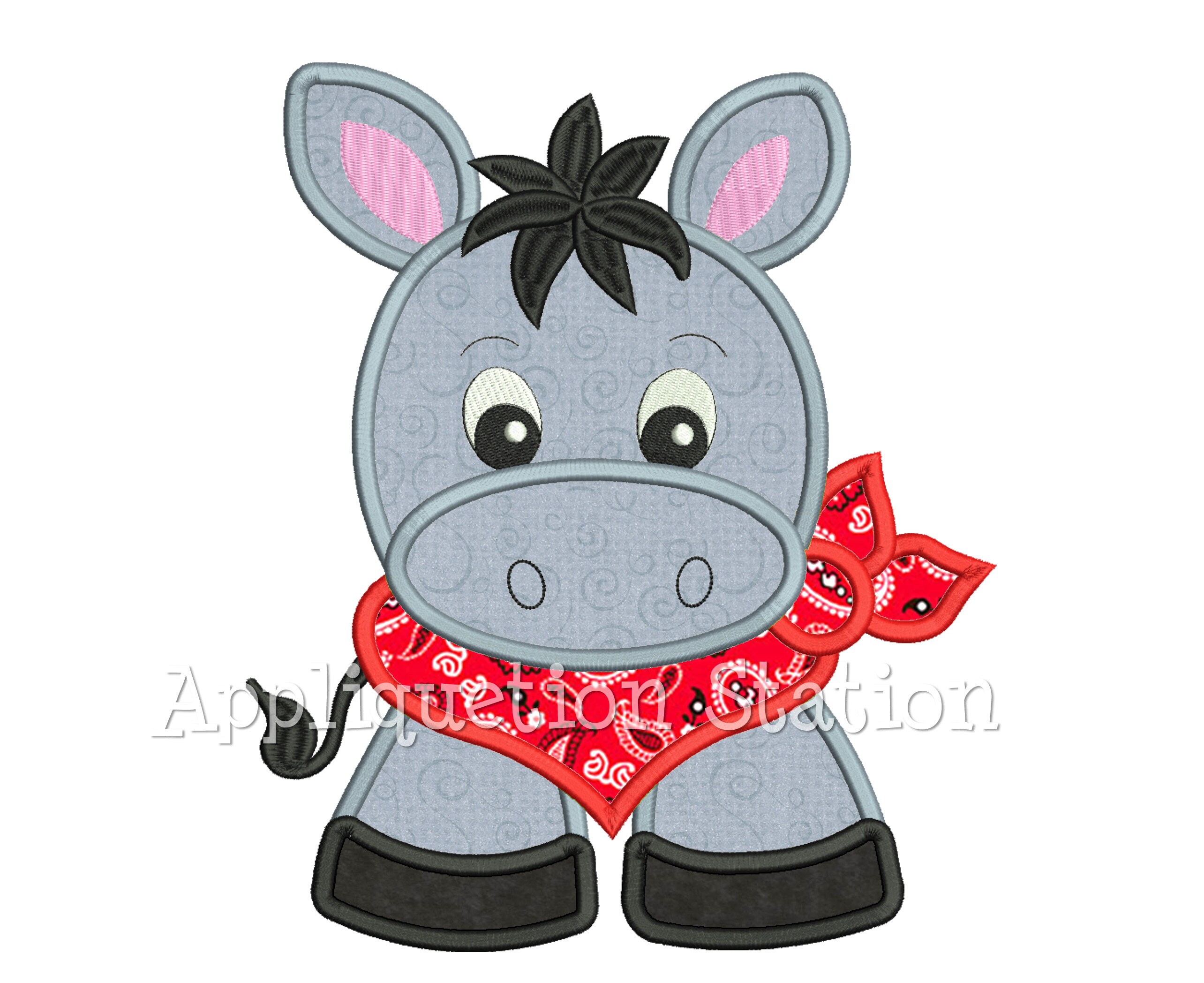 Applique Donkey Machine Embroidery Design Farm Bandana Baby - Etsy