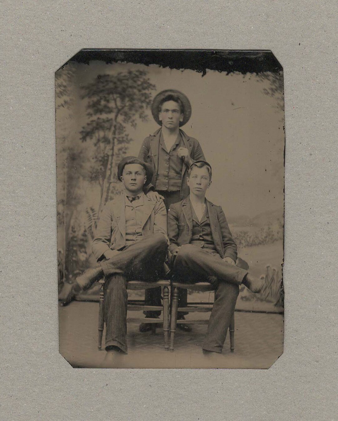 Tintype of Four Working Class Gents ~ Nice Backdrop - Etsy
