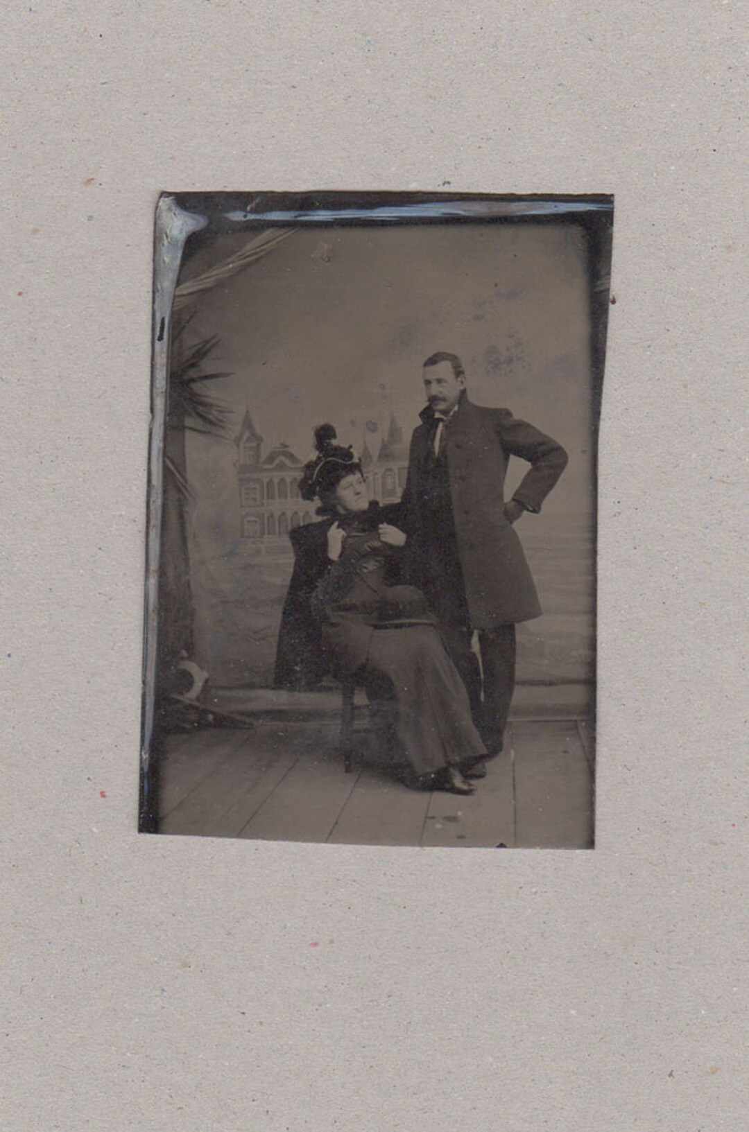 Interestingly Posed Tintype of a Man and Woman ~ Odd Body Language - Etsy