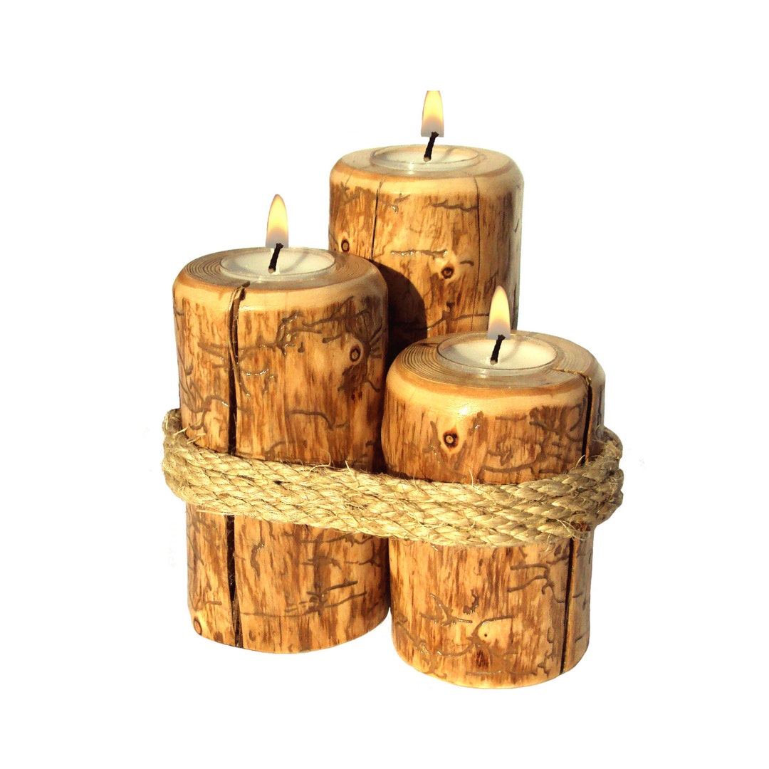 Red Pine Candle Trio, Pine Tree Candle, Rustic Candle Set, Candle ...