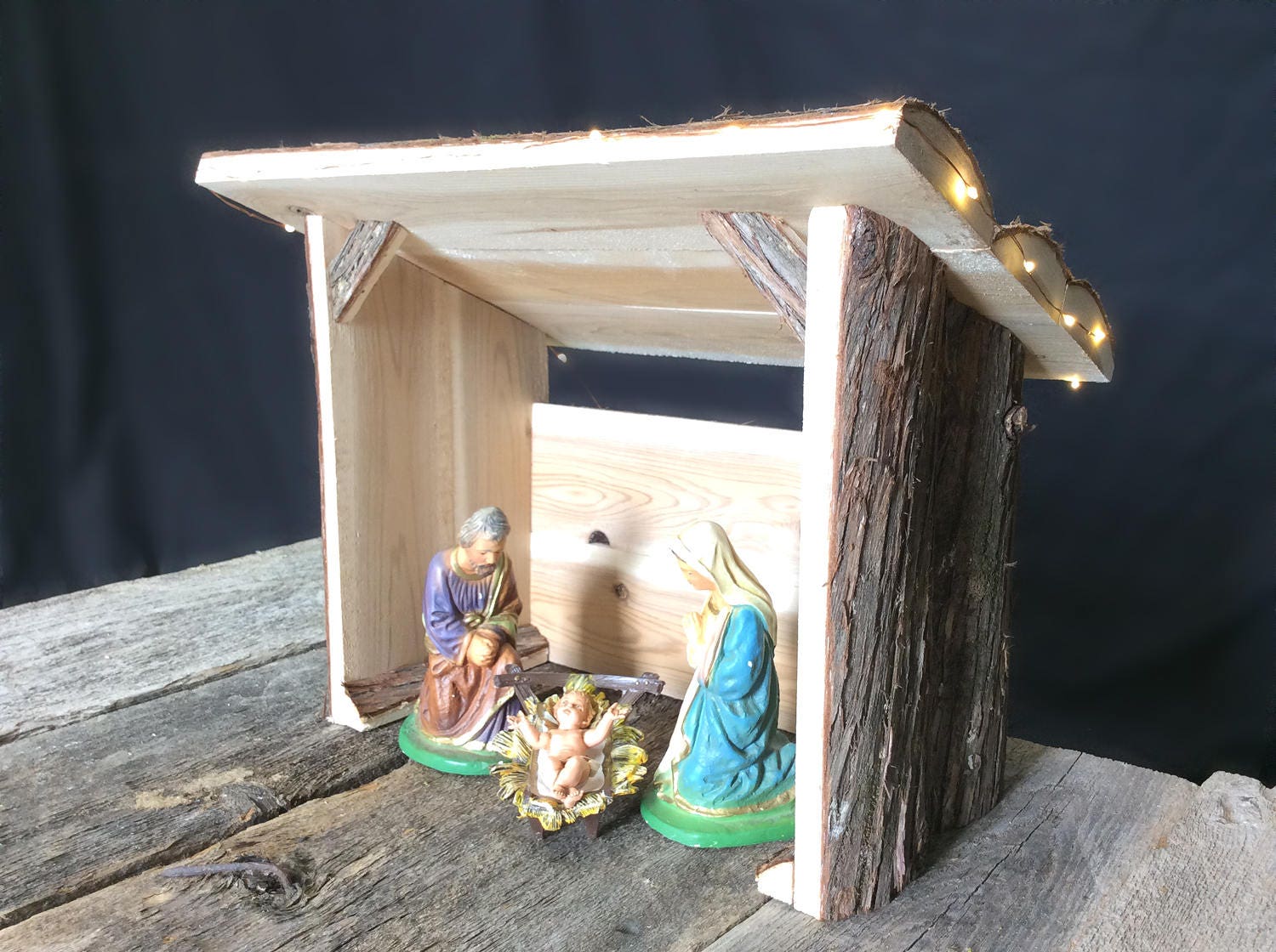 Tall Nativity Stable, Set, Scene, Barn, Rustic Nativity Creche, Manger ...