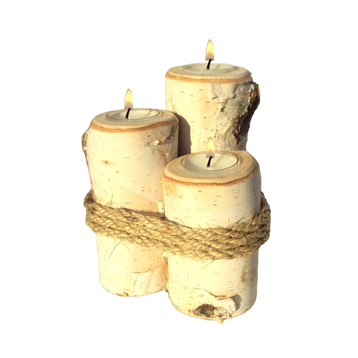 Birch Candle Trio Birch Bark Candles Rustic Tiered Candle - Etsy