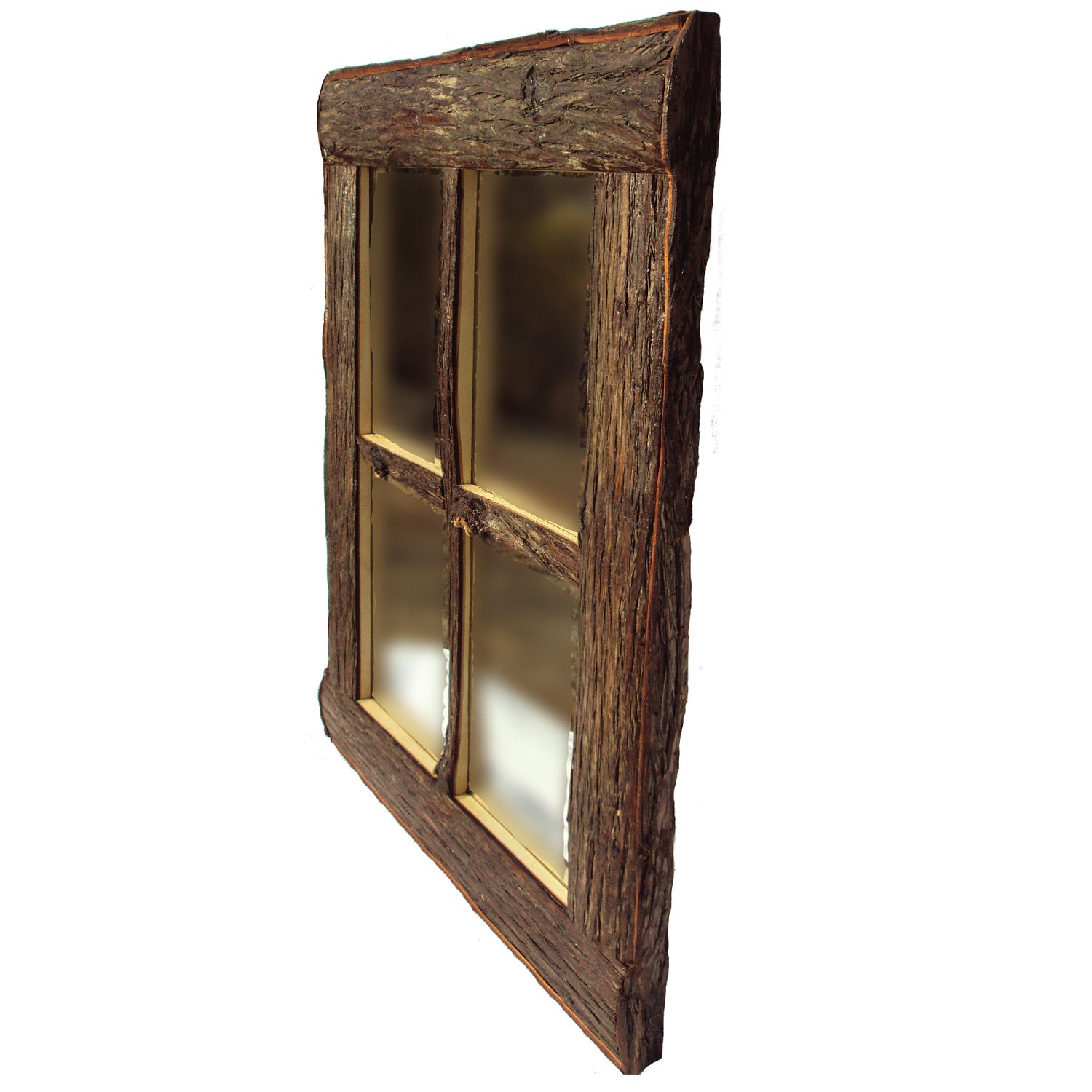 WINDOW PANE MIRROR, Rustic Window Mirror, Rustic Mirror, Log Mirror ...
