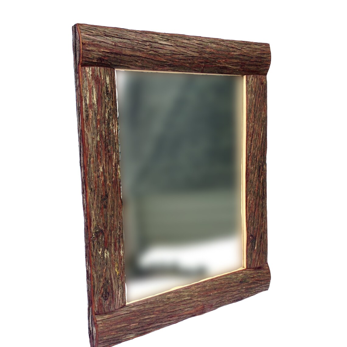 LOG MIRROR Rustic Mirror Bark Mirror Cabin Mirror Woodland - Etsy
