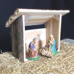 Tall Nativity Stable, Set, Scene, Barn, Rustic Nativity Creche, Manger ...