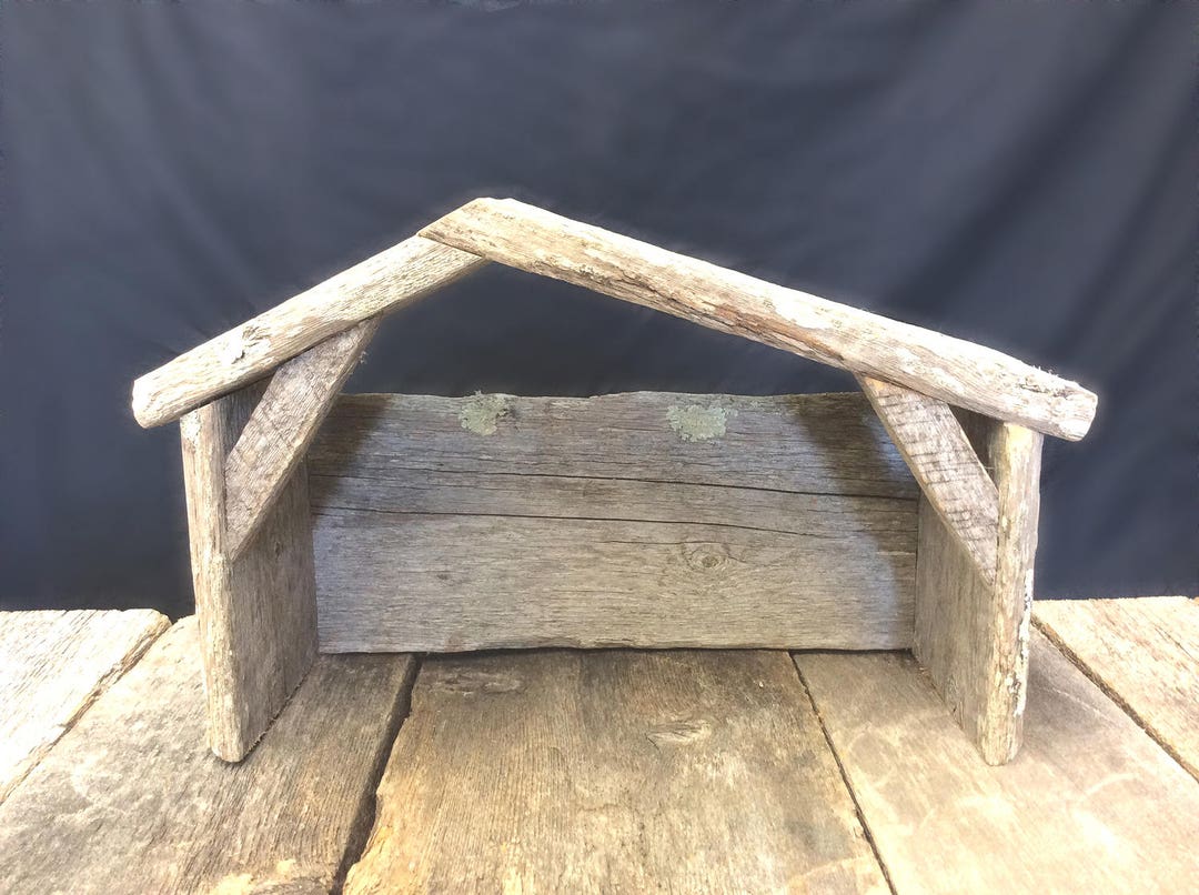 Barn Wood Nativity Stable, Wooden Manger, Creche, Set, Nativity Stable ...