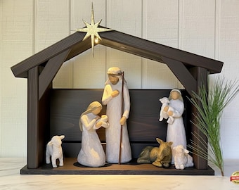 Barn Wood Nativity Stable, Wooden Manger, Creche, Set, Nativity Stable ...
