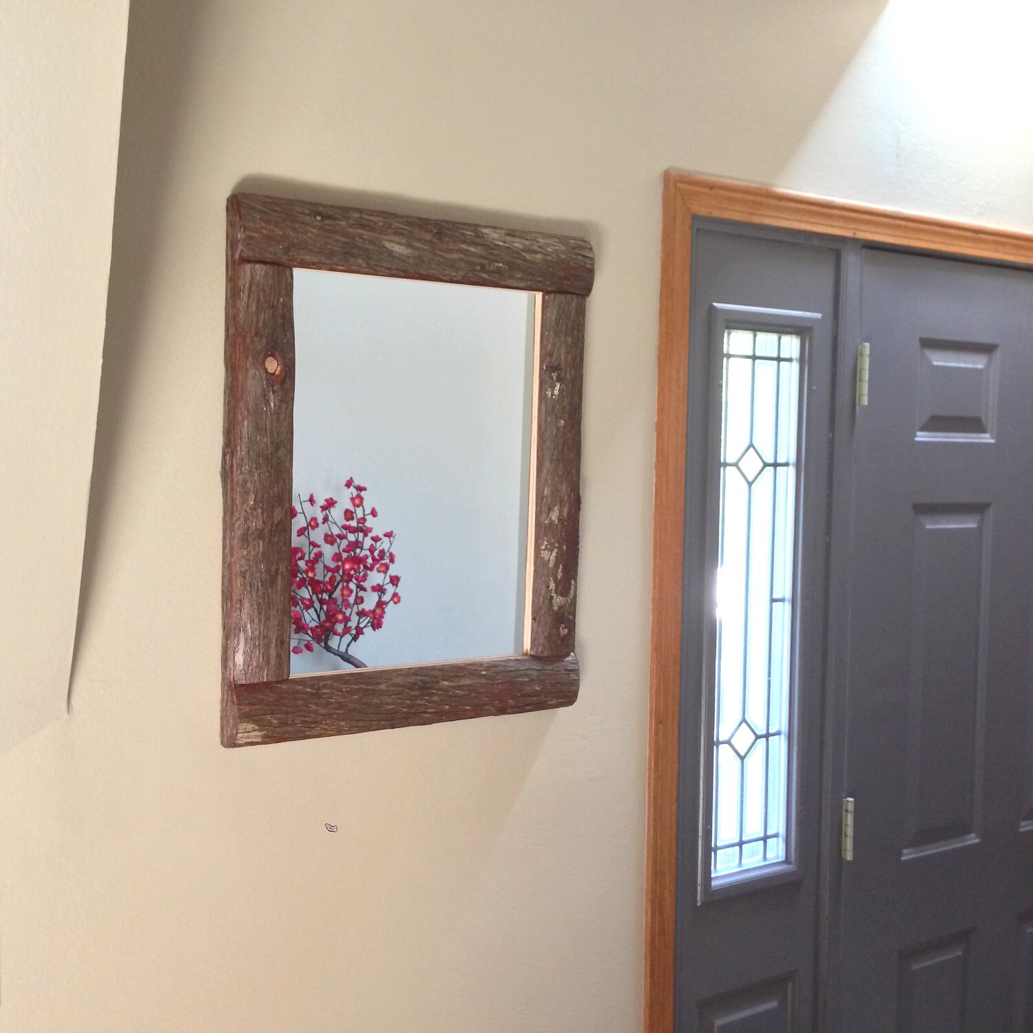 LOG MIRROR Rustic Mirror Bark Mirror Cabin Mirror Woodland - Etsy