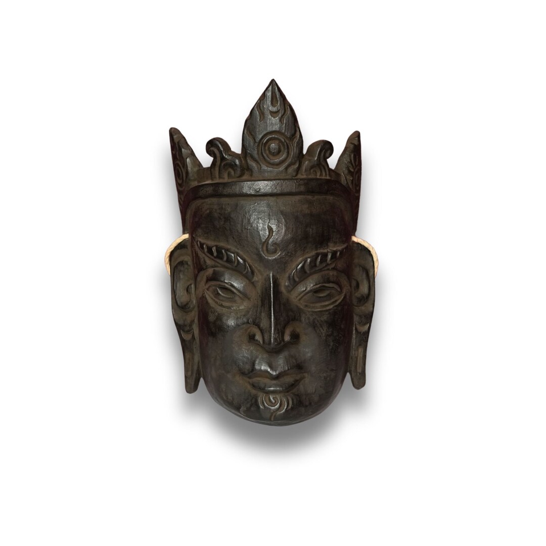 White Tara Wooden Mask | Hand-carved Tibetan Ritual Decor | 15-inch ...