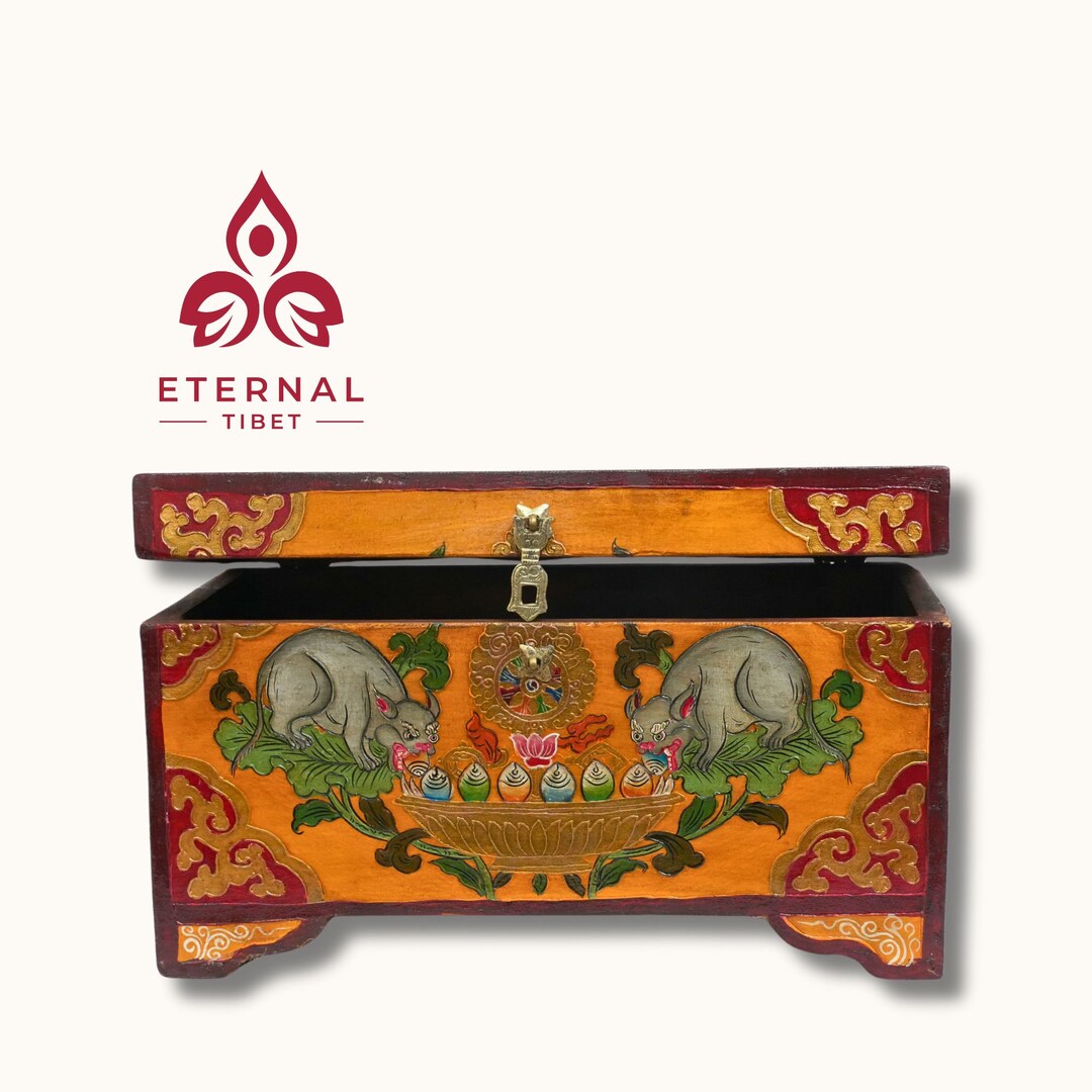 Authentic Tibetan Jewelry/mala Box/midium,hand-painted With Thangka ...