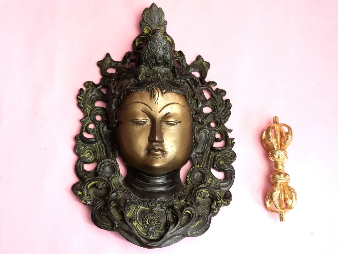 Goddess Tara Brass Wall Hanging Mask - Handcrafted in Nepal | Tibetan ...