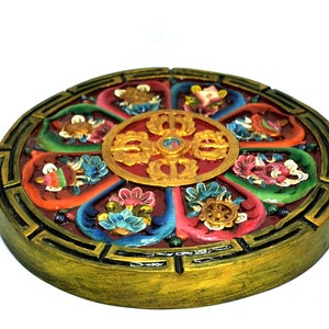 12 Inch Hand-painted Tibetan Astamangala Wall Hanging - Authentic ...