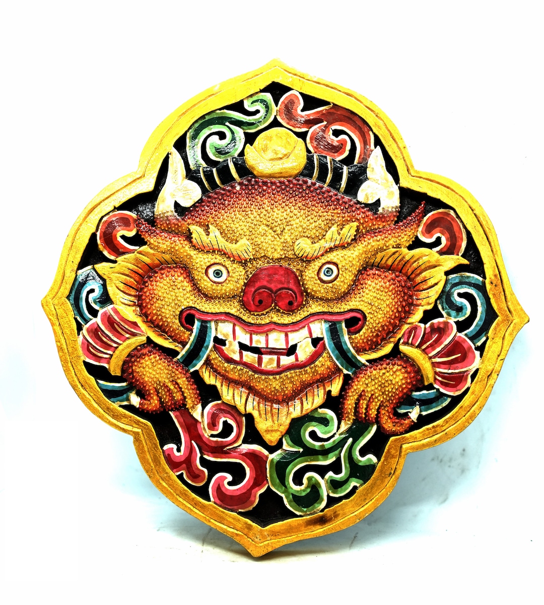 12" Traditional Tibetan Cheppu Design Wall Hanging - Hand-painted ...