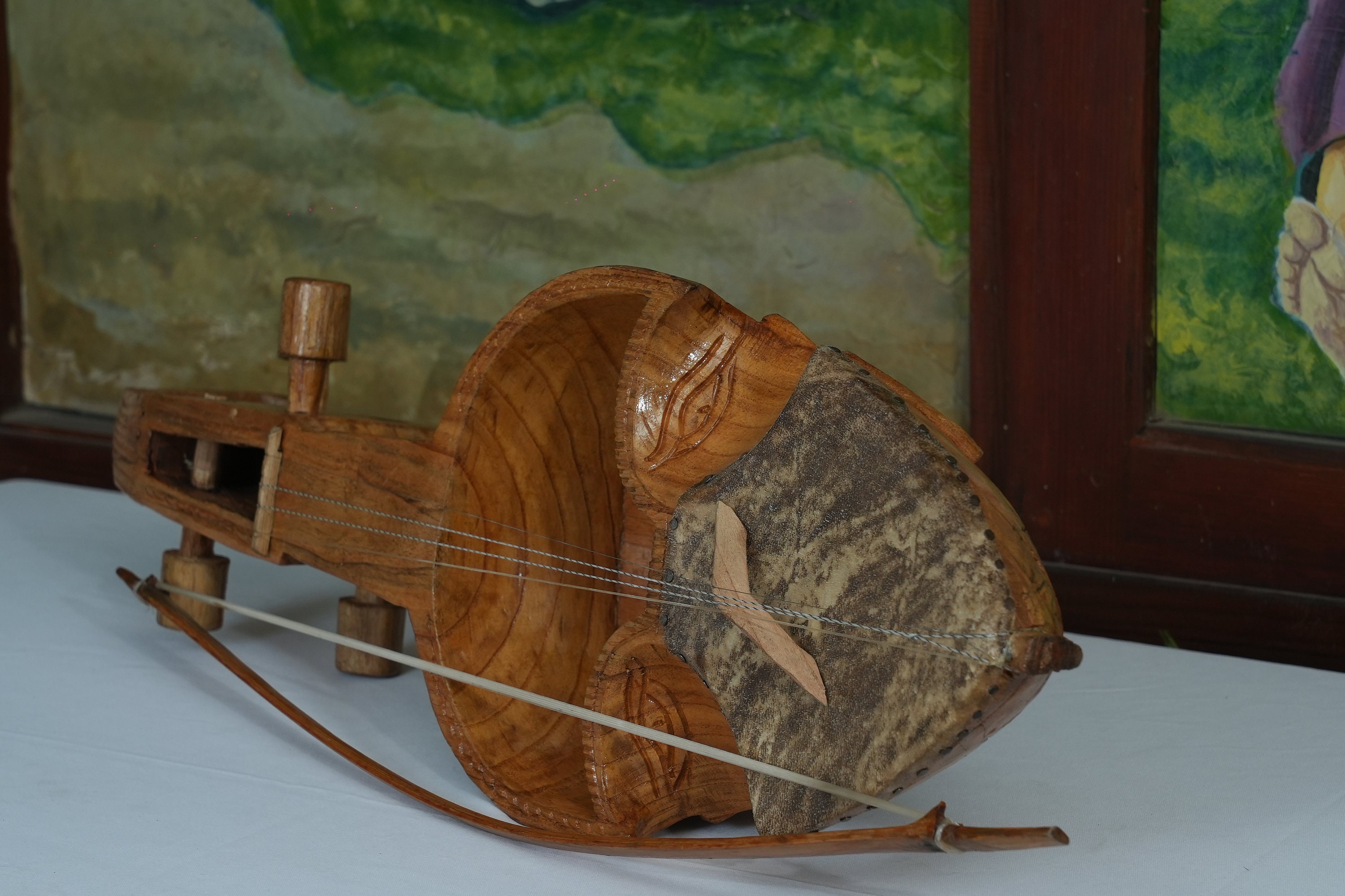 Hand-carved Nepali Sarangi | Traditional Stringed Instrument for Music ...