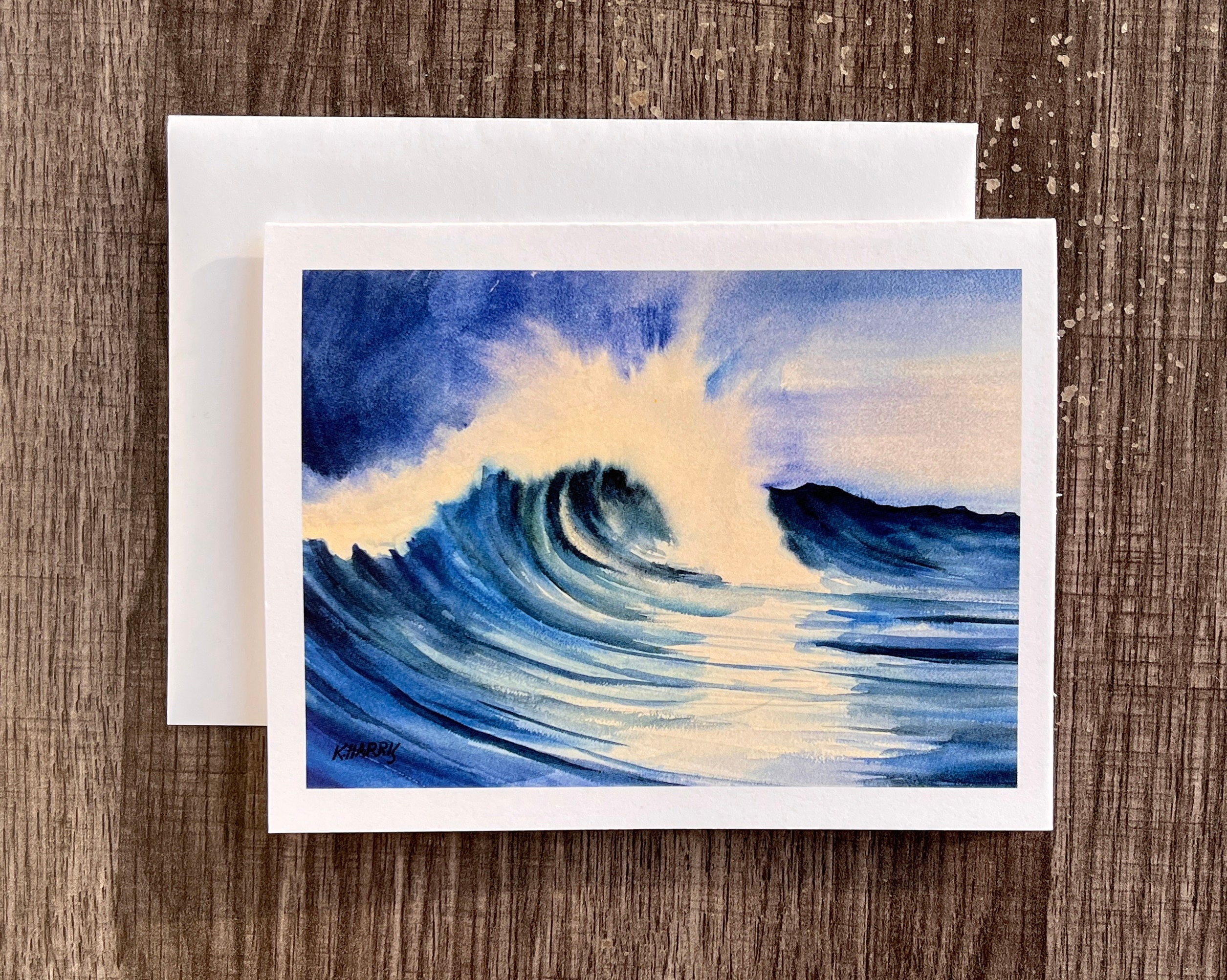 The Wave Watercolor Notecard Set - Etsy