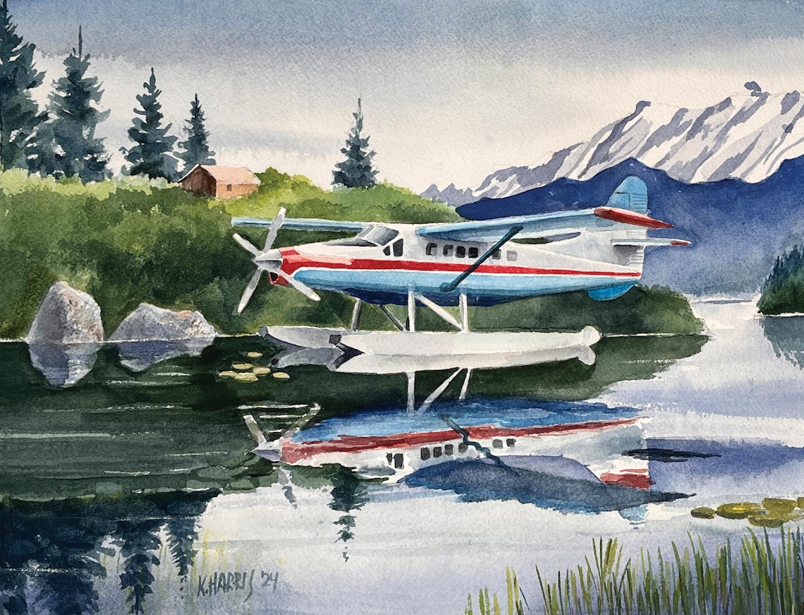 Float Plane Watercolor Notecard Set/2 Designs - Etsy