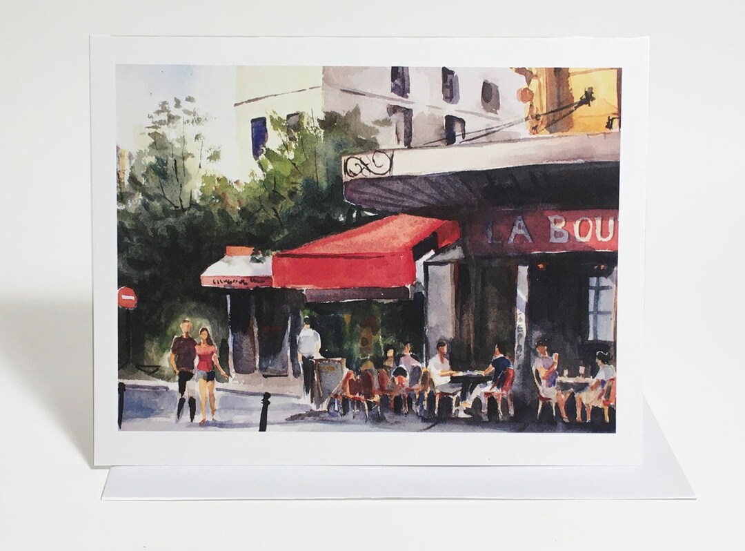 Paris Cafe Watercolor Notecards/2 Designs - Etsy