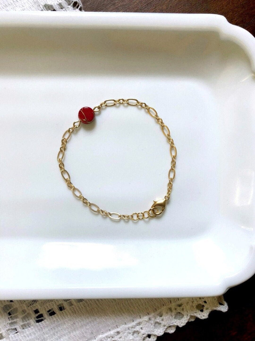 I Am Whole Bracelet Kintsugi Inspired Gold Bracelet, Red Kintsugi, Pink ...