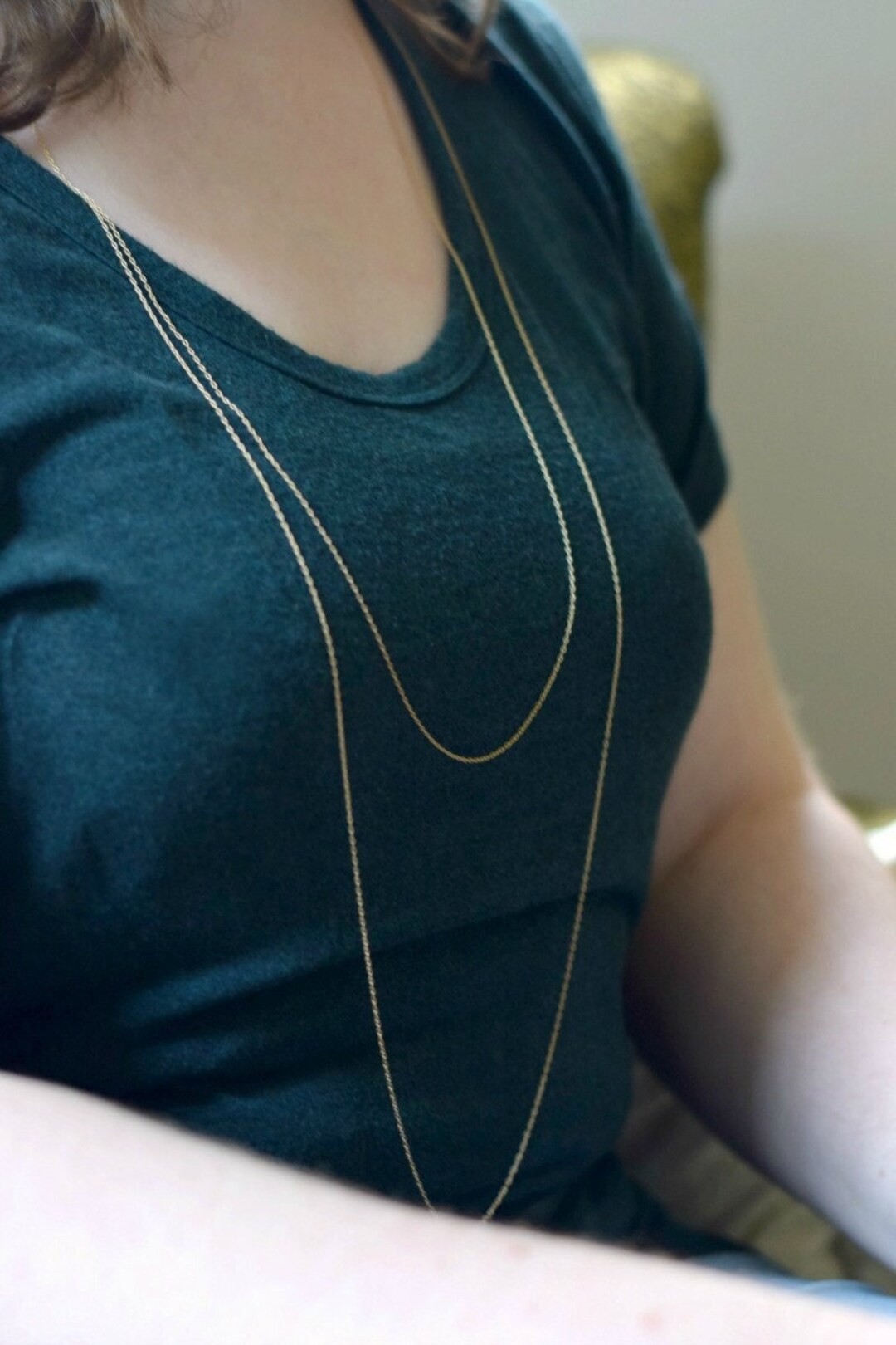 Gold Double Strand Necklace, Layered Chains, Dainty Chain, Two Strand ...