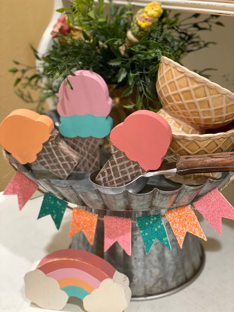 Ice Cream Tiered Tray Decor Ice Cream Shelf Sitters Ice | Etsy