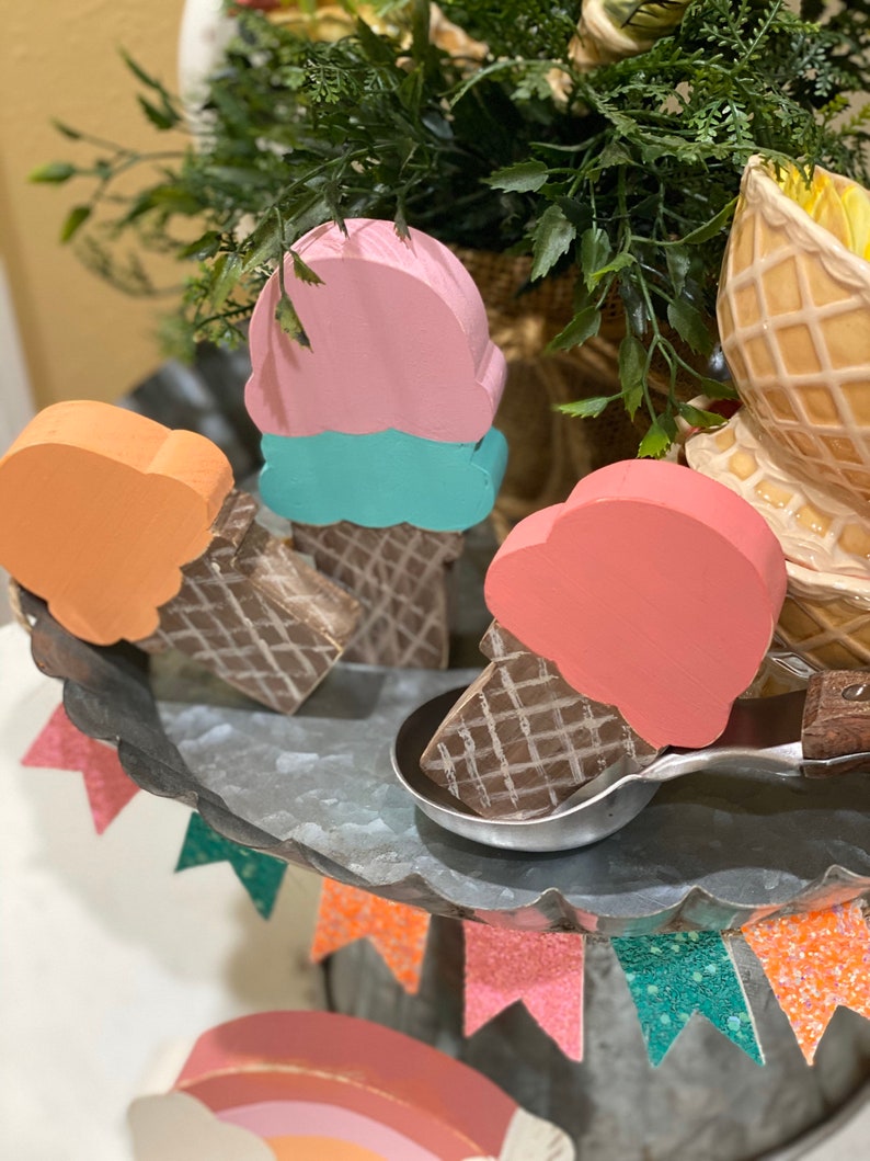 Ice Cream Tiered Tray Decor Ice Cream Shelf Sitters Ice | Etsy