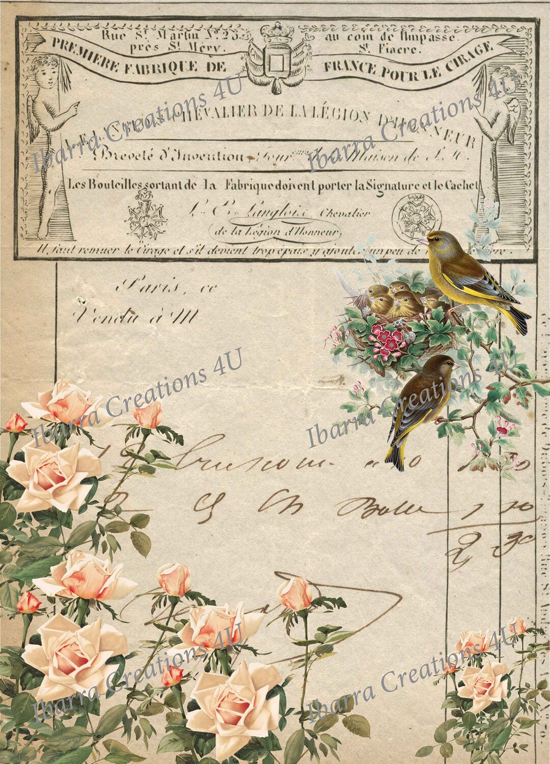 Instant Download-vintage French Receipt - Etsy
