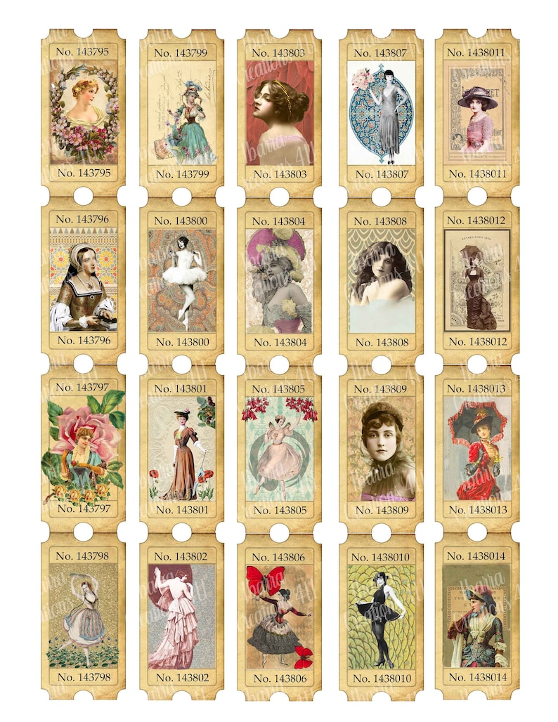 Digital Tickets, Coupons With Victorian Ephemera, Ready to Print - Etsy