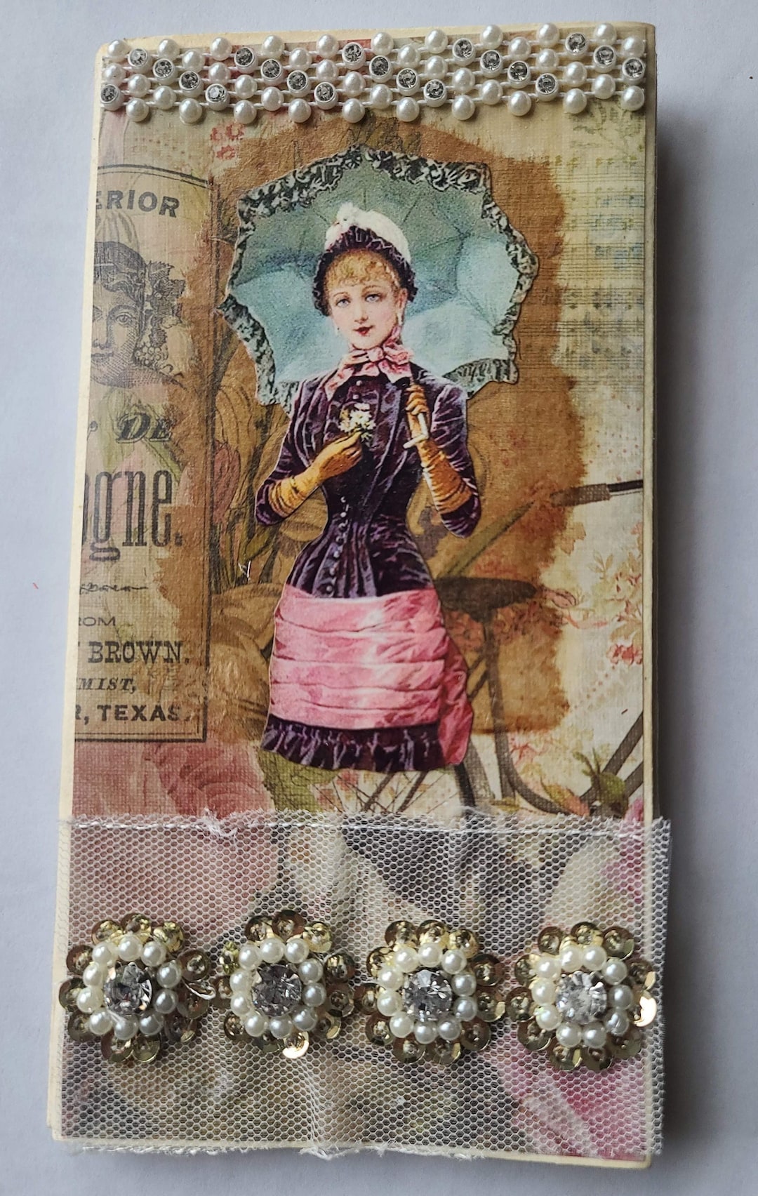 Handmade Multi Flip File Folder Journal - Vintage Theme, Faux Pearl ...