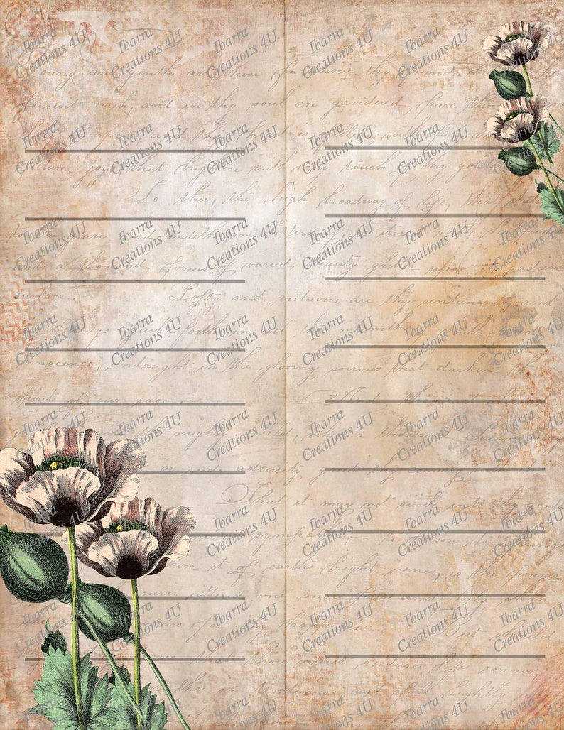1920s Flapper, Printable, Pink Poppy Flowers Background (digital ...